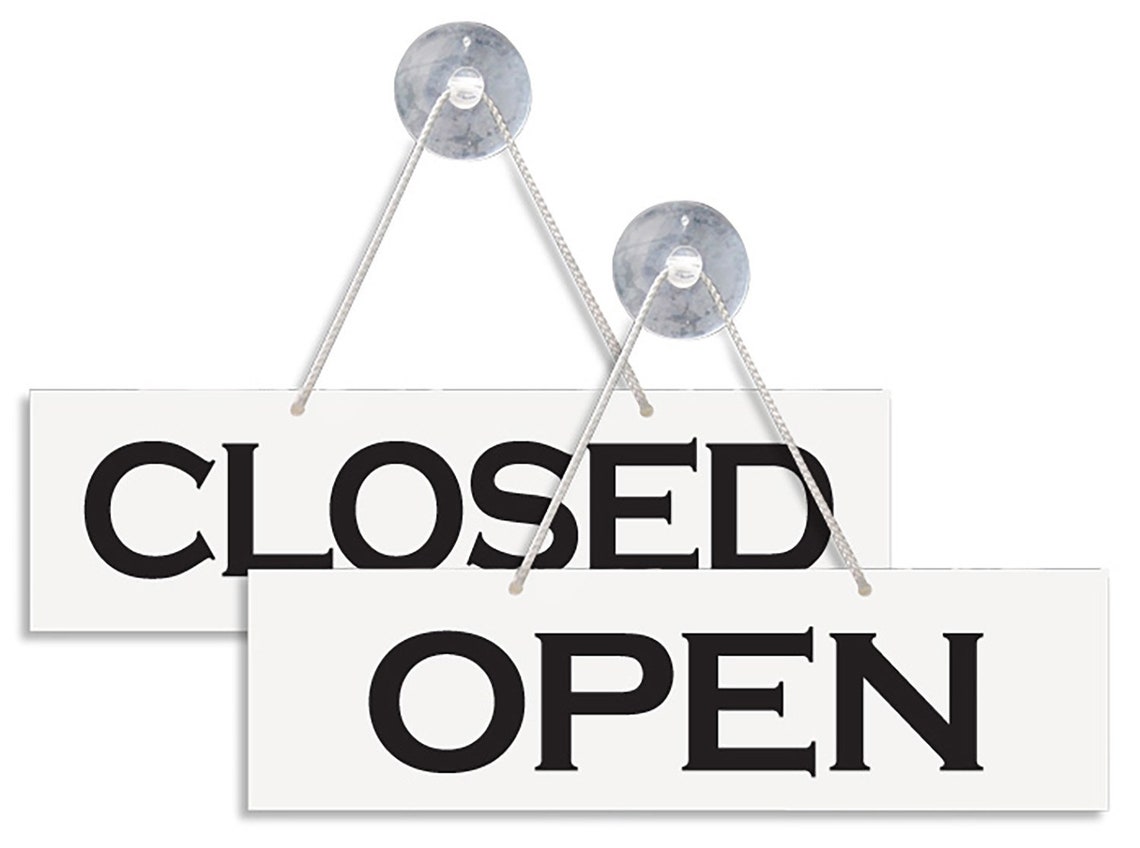 Open and Closed 3mm Rigid Hanging Sign 65mm X 240mm, Shop Window Door ...