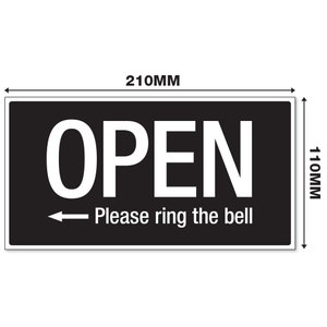 Open Please Ring the Bell / Closed 3mm Rigid 110mm X 210mm Sign, Shop ...