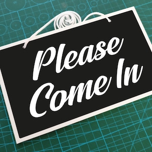 Please Come In, Sorry Busy, Please Wait Double Sided 3mm Rigid Hanging ...