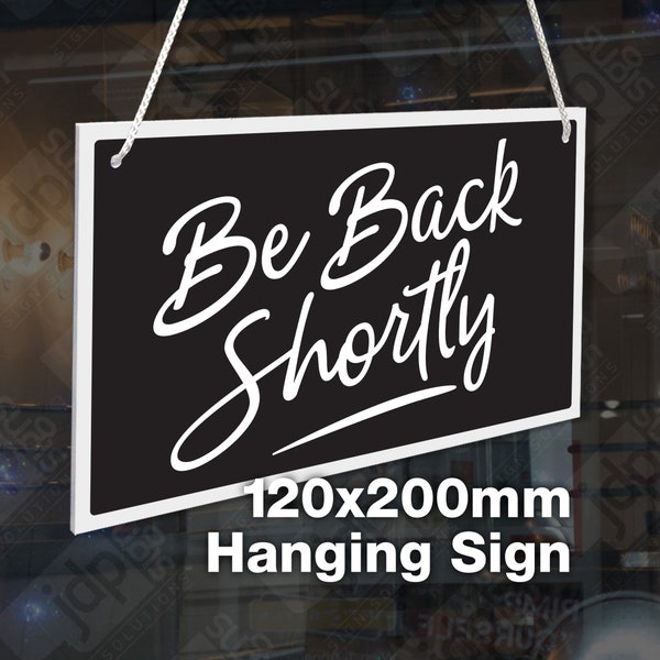 Be Back Shortly Sign - Etsy
