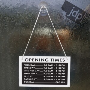 Bespoke Opening Times 3mm Rigid 165mm X 230mm Sign, Shop Window Door ...