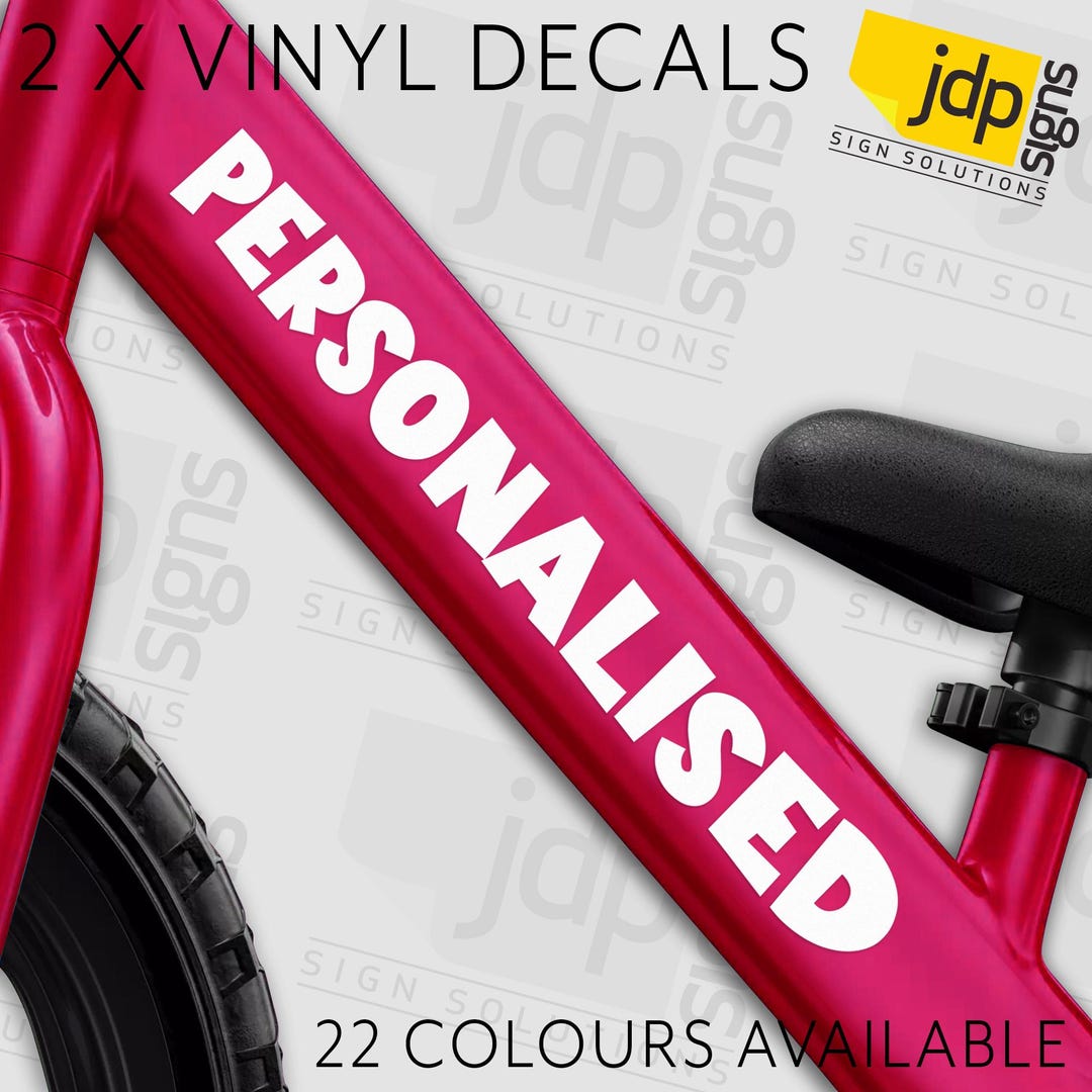 2 X Personalised Bike Frame Text Stickers Vinyl Decal Mountain Cycle ...
