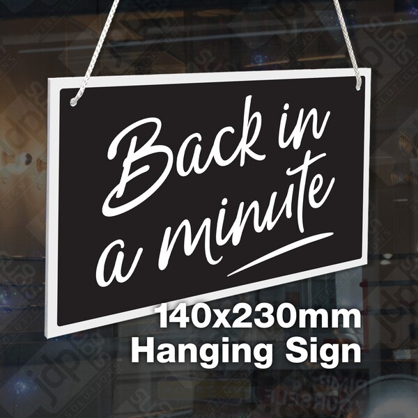 Be Back in a Minute Door Sign - Etsy