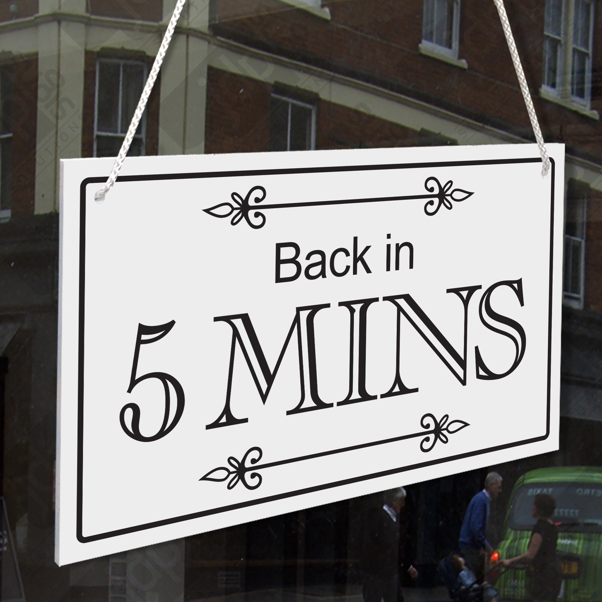 Back in 5 Mins 3mm Rigid 120mm X 200mm Sign 5 Minutes Shop - Etsy UK