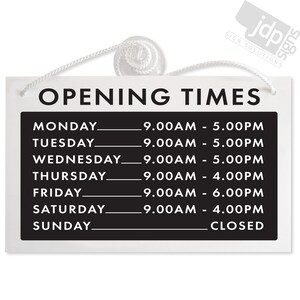 Bespoke Opening Times 3mm Rigid 165mm X 230mm Sign, Shop Window Door ...