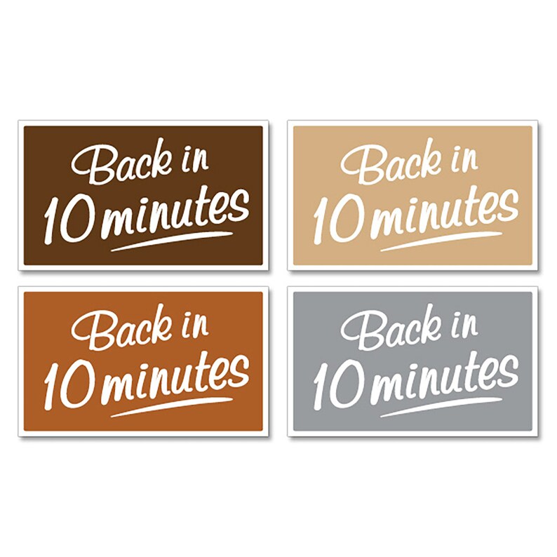 Back in 10 Minutes 3mm Rigid Hanging 120mm X 200mm Sign Shop | Etsy UK