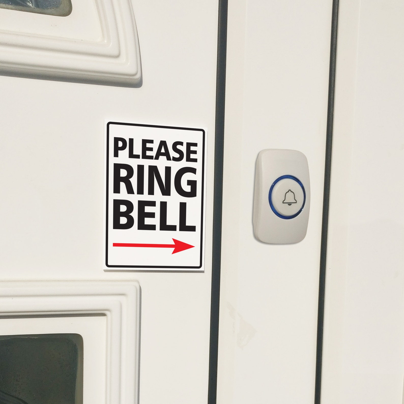 Small Please Ring Bell - Right Arrow Pointing - External 3mm Rigid PVC ...
