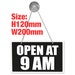 Open at 9AM 3mm Rigid 120mm X 200mm Sign, Shop Window Door - 21 Colours ...