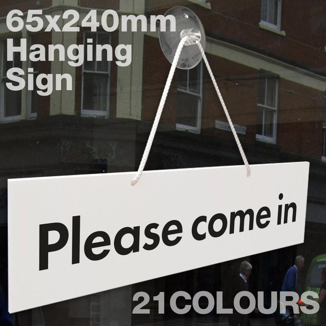 Please Come In, Please Wait 3mm Rigid Hanging Sign 65mm X 240mm, Social ...