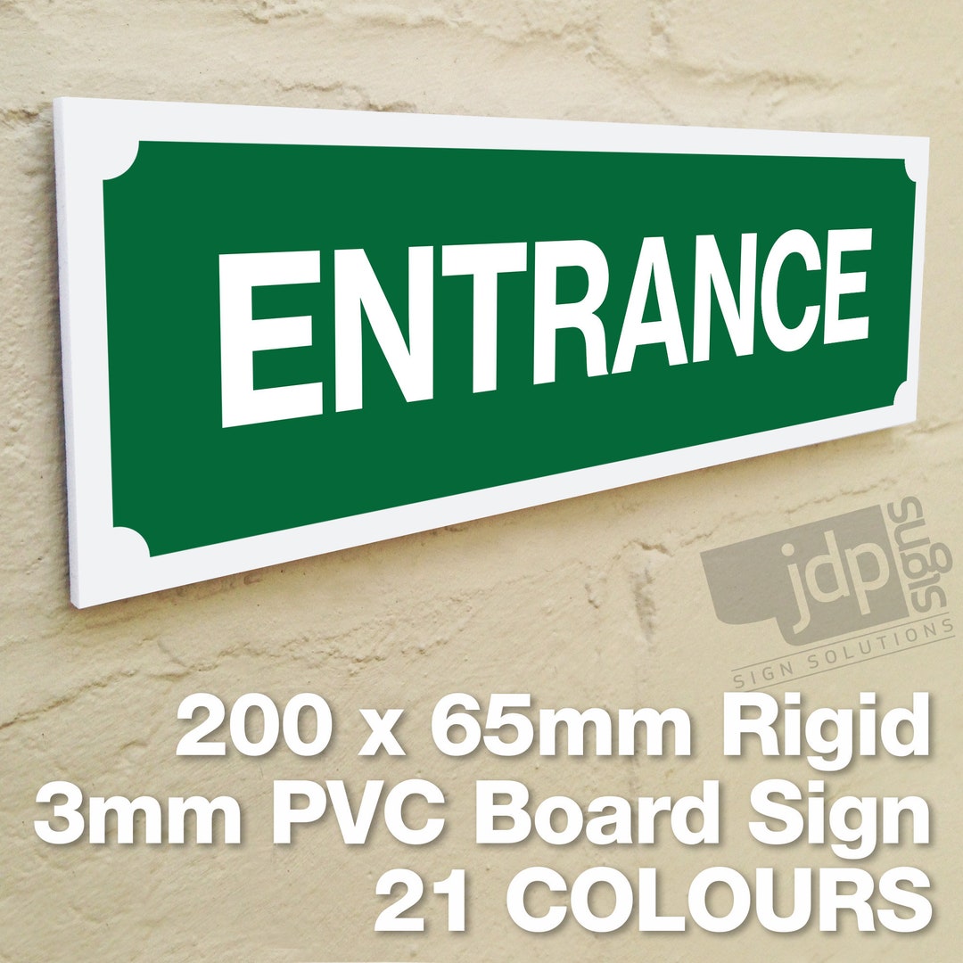 Entrance 3mm Rigid PVC Board Sign - 21 Colours - Etsy