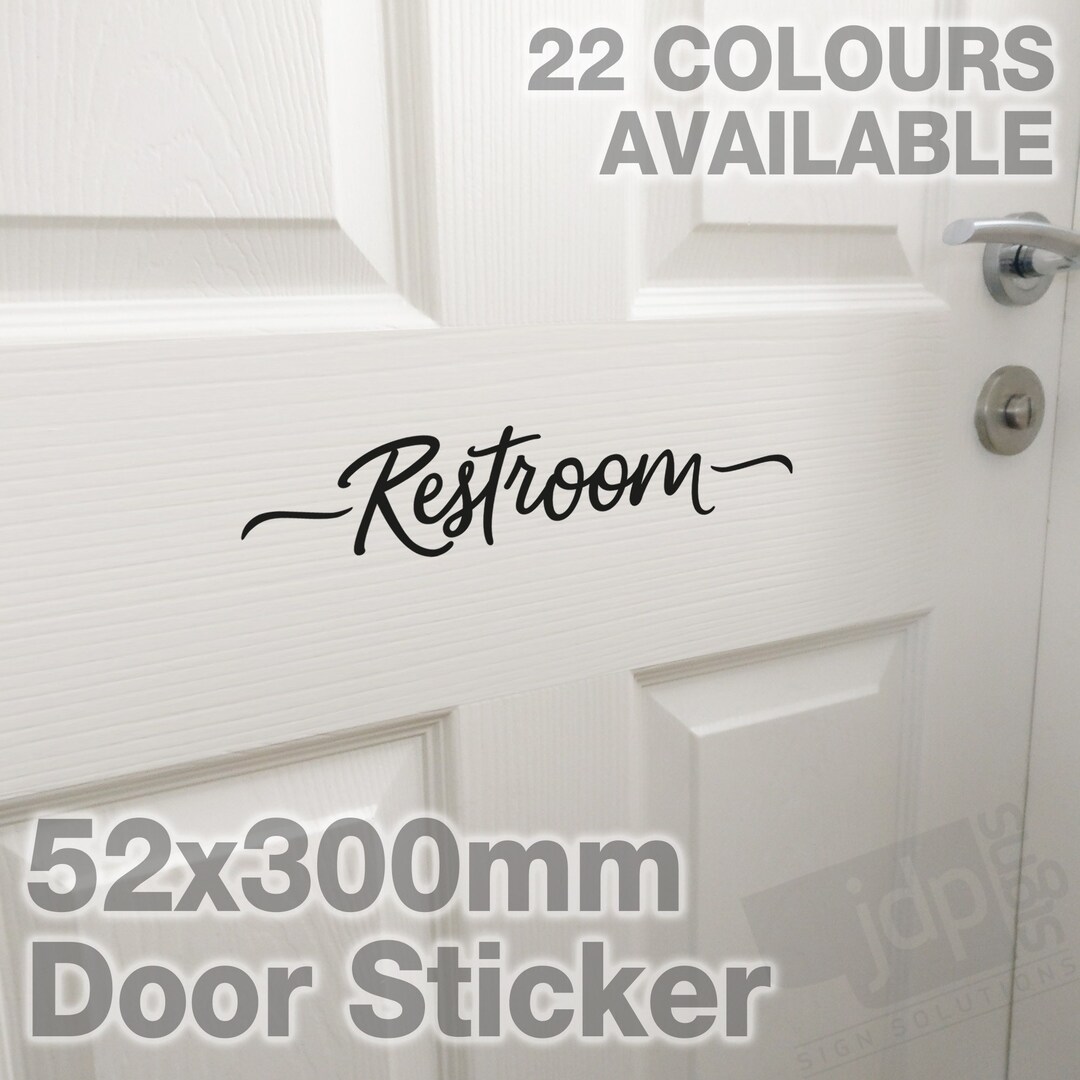 Restroom Vinyl Door Sticker Decal - 22 Colours Available - 52x300mm - Etsy