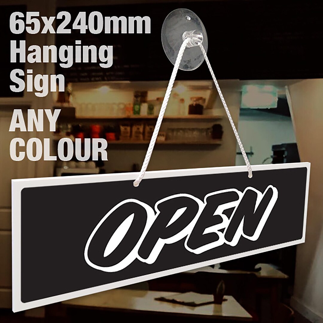 Open and Closed 3mm Rigid Hanging Sign 65mm X 240mm, Shop Window Door ...