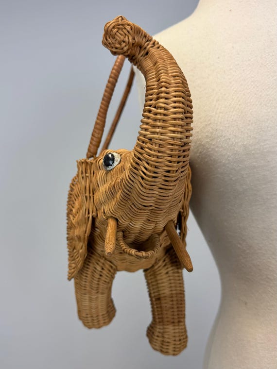Vintage Novelty Wicker Elephant Purse Handbag Basket … - Gem