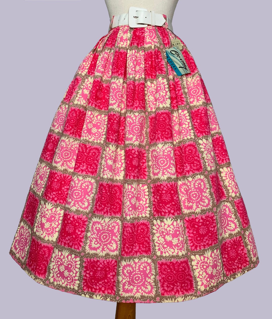NOS 1950s Border Print Full Pleated Skirt / Vintage / 50s Pinup Fashion ...