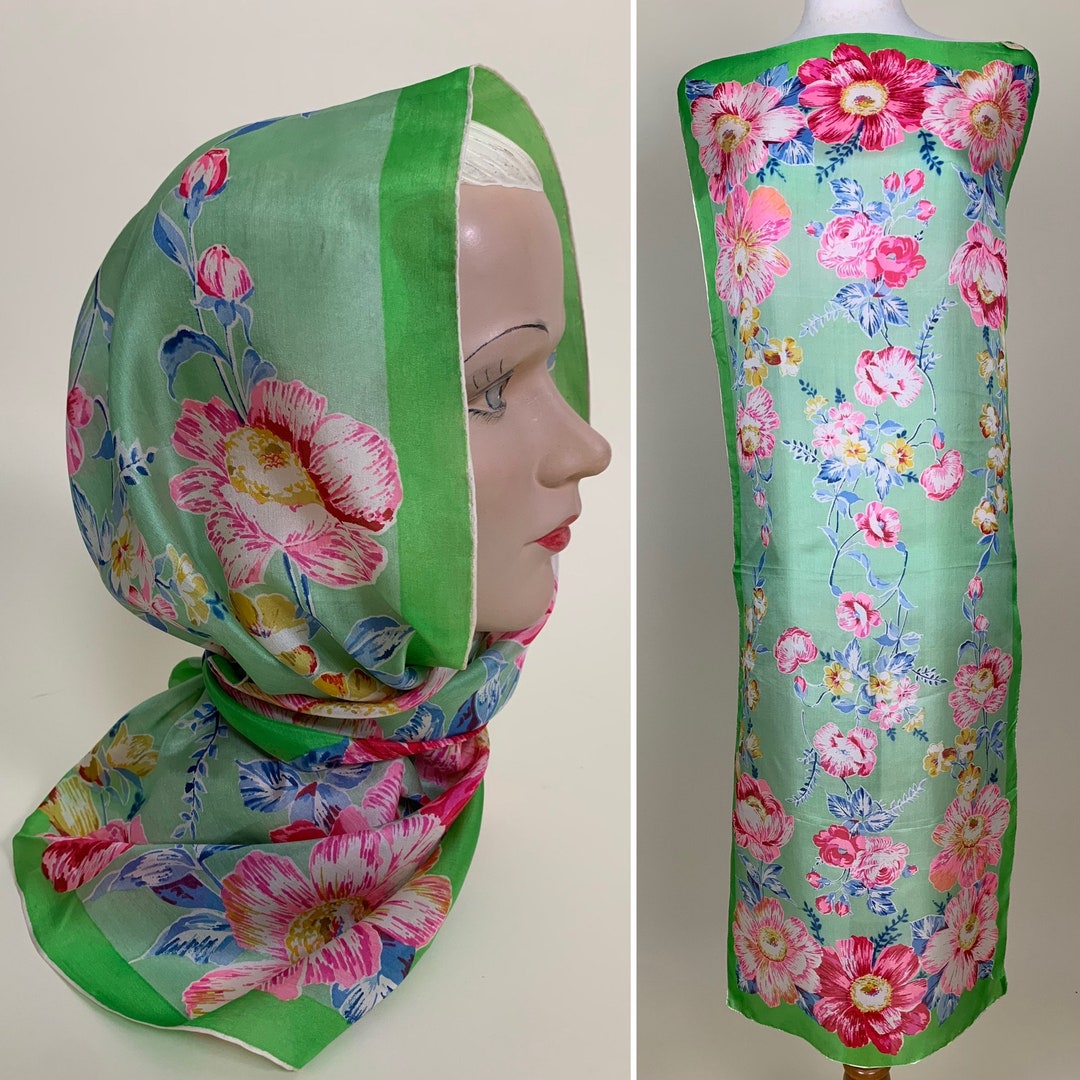 NOS 1940s Vintage Silk Scarf Rockabilly Pinup / Hollywood Starlet ...