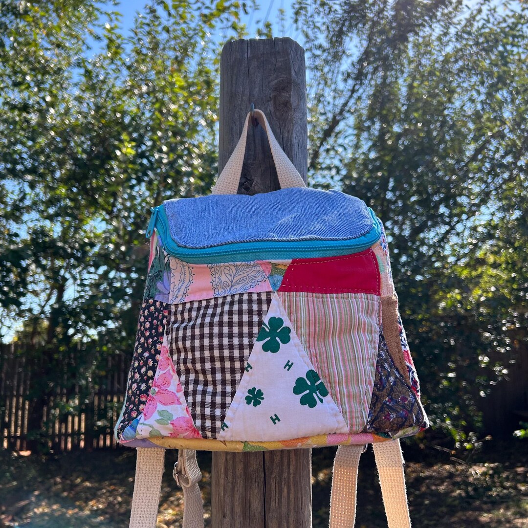 Vintage Quilt Mini Backpack, Quilted Backpack, Handmade Backpack Made ...