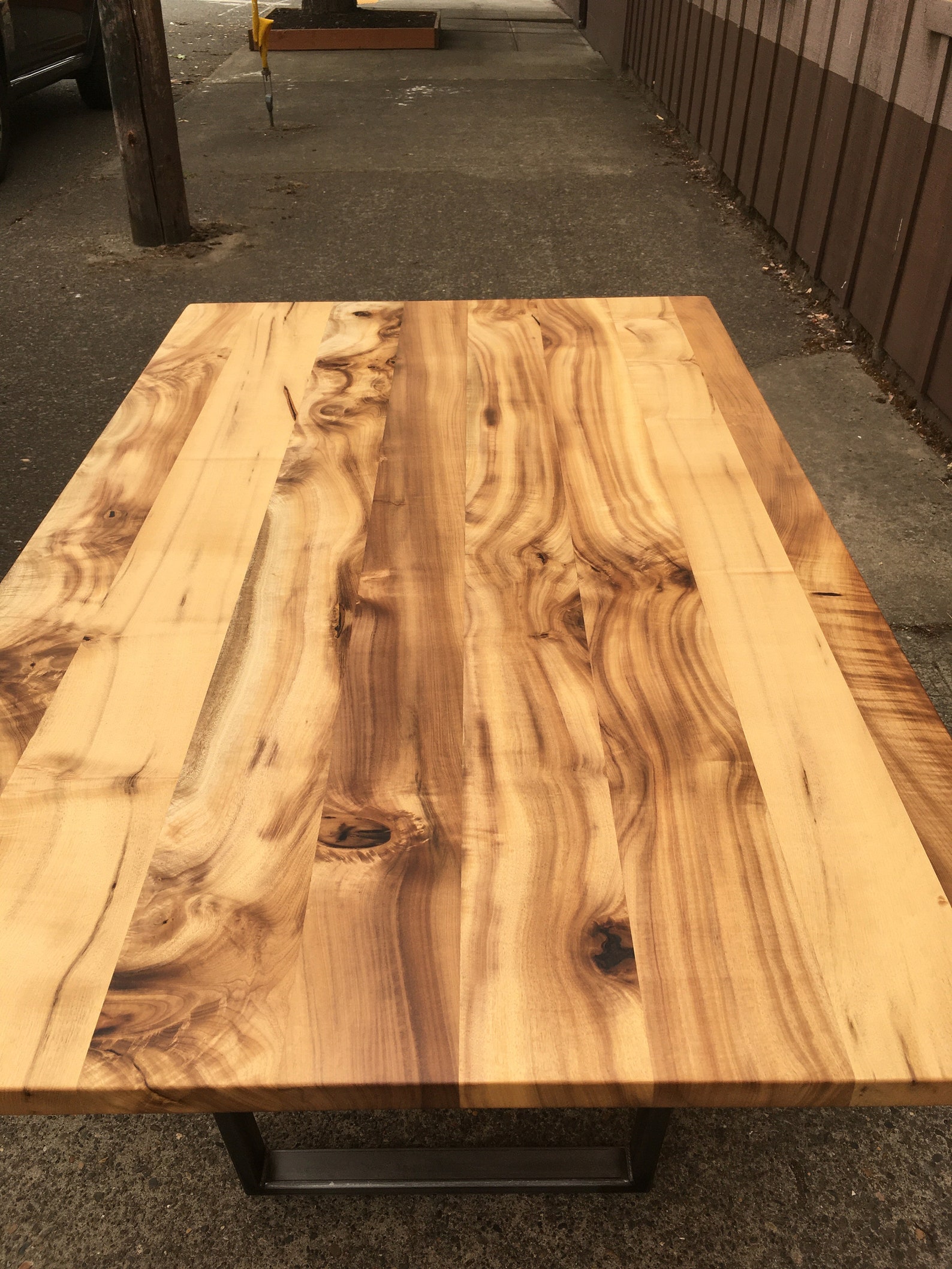 Oregon Myrtle Hardwood Dining Table, Handcrafted Solid Wood Dining ...