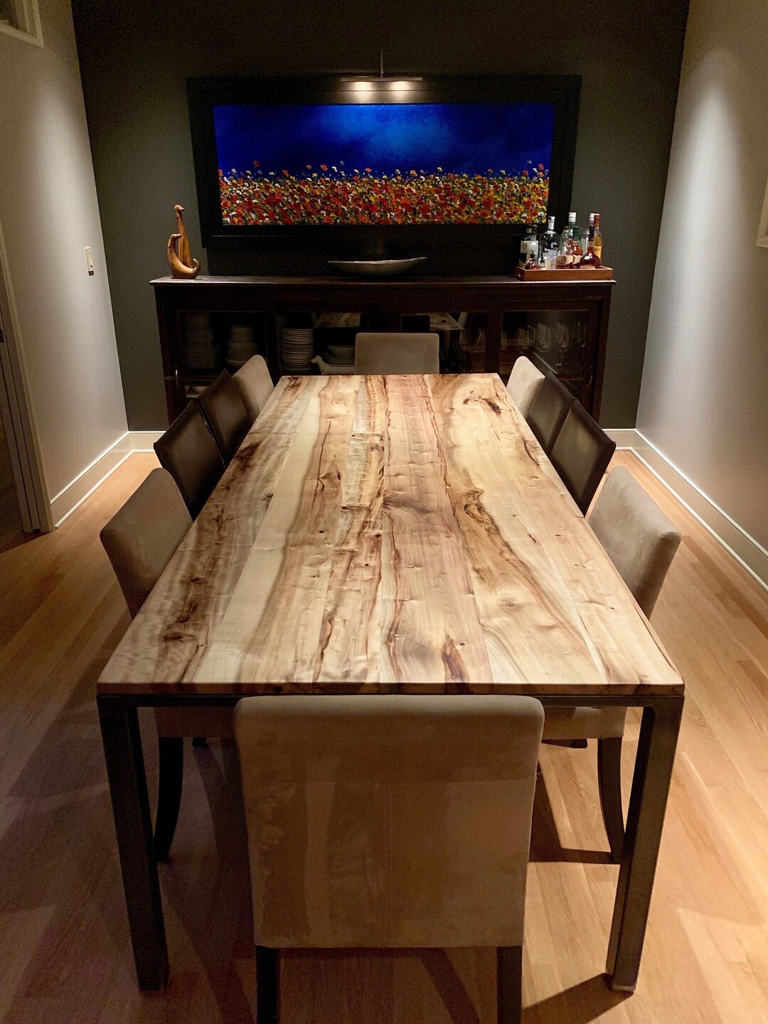 Oregon Myrtle Hardwood Dining Table, Handcrafted Solid Wood Dining ...