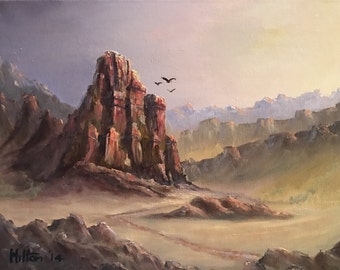 Desert oil painting | Etsy