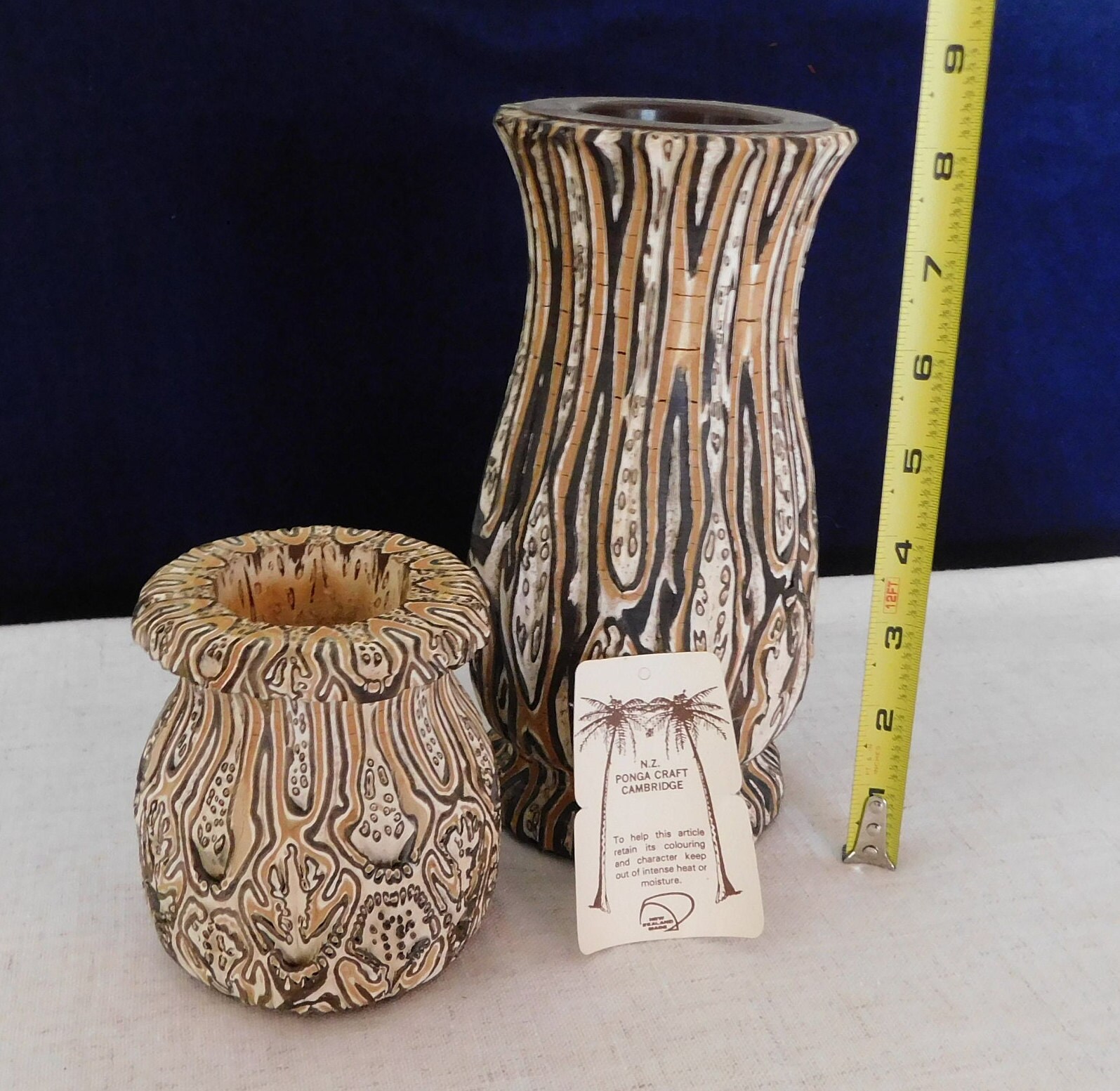 New Zealand Ponga Craft Fern Wood Vase Pair - Etsy