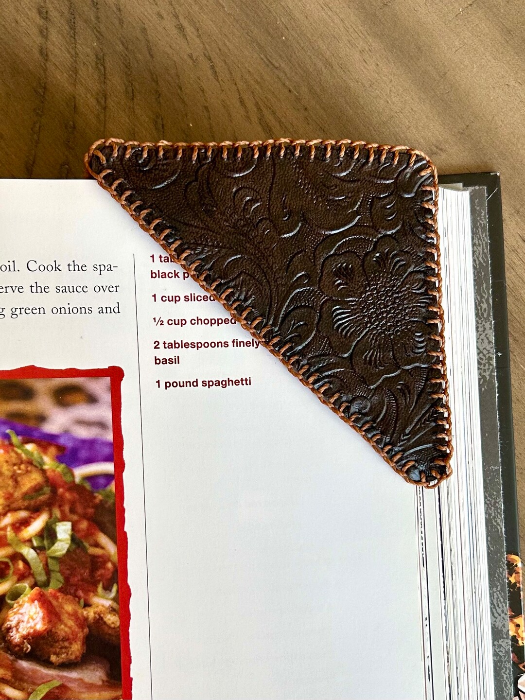 Embossed Corner Bookmark, Leather Look Bookmark, Faux Leather Hand ...