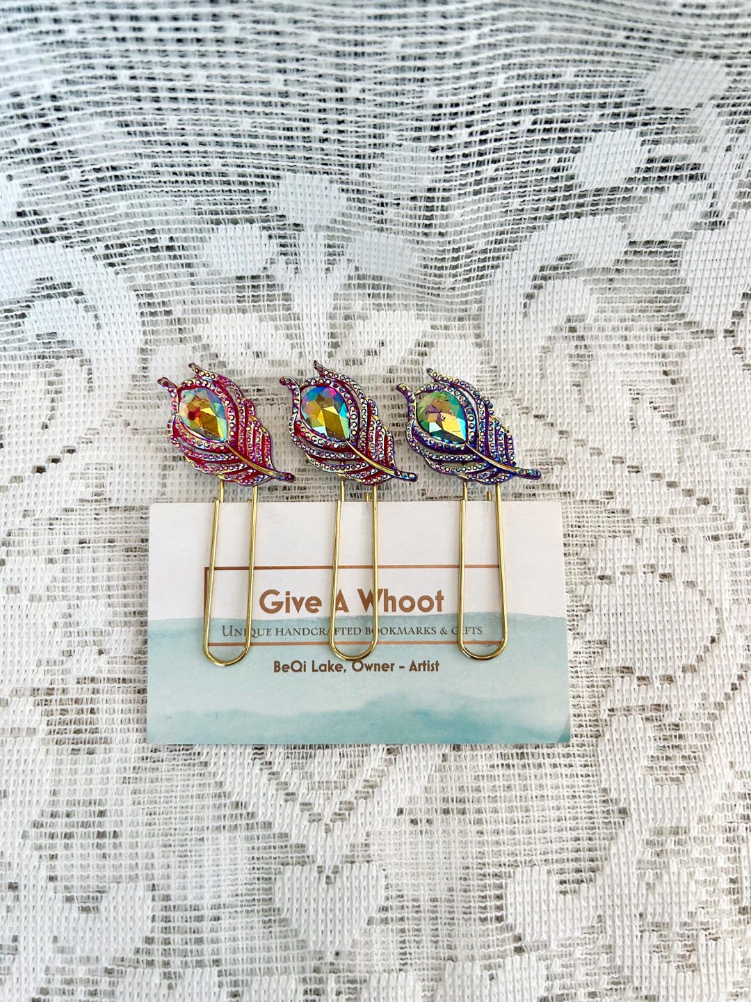 Sparkly Peacock Feather Bookmarks, Set of 3 Paperclip Bookmarks,peacock ...