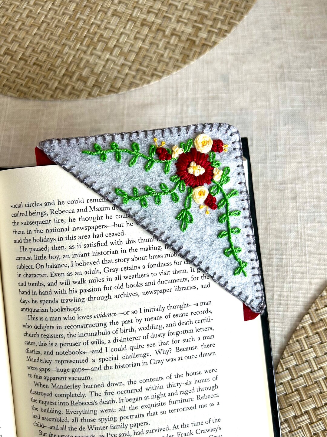 Reserved Listing for Patricia Mazzeo, Embroidered Bookmark, Felt Corner ...