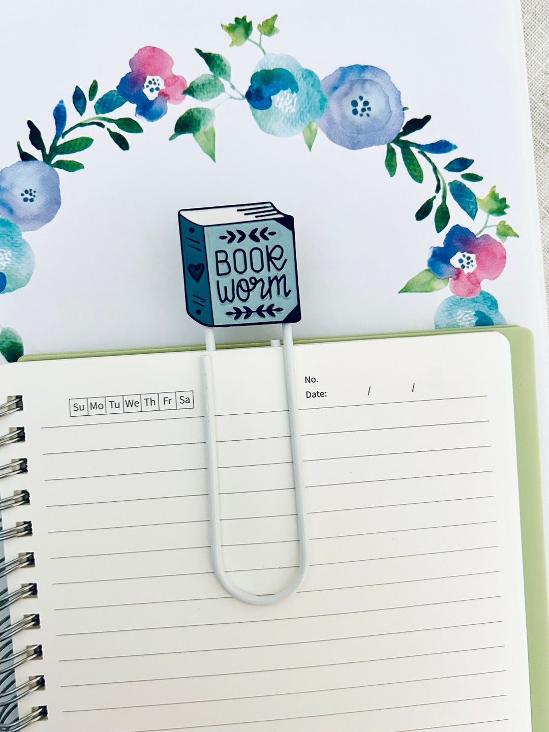 Bookworm Bookmark, Bookworm Paperclip, Book Planner Clip, Avid Reader ...