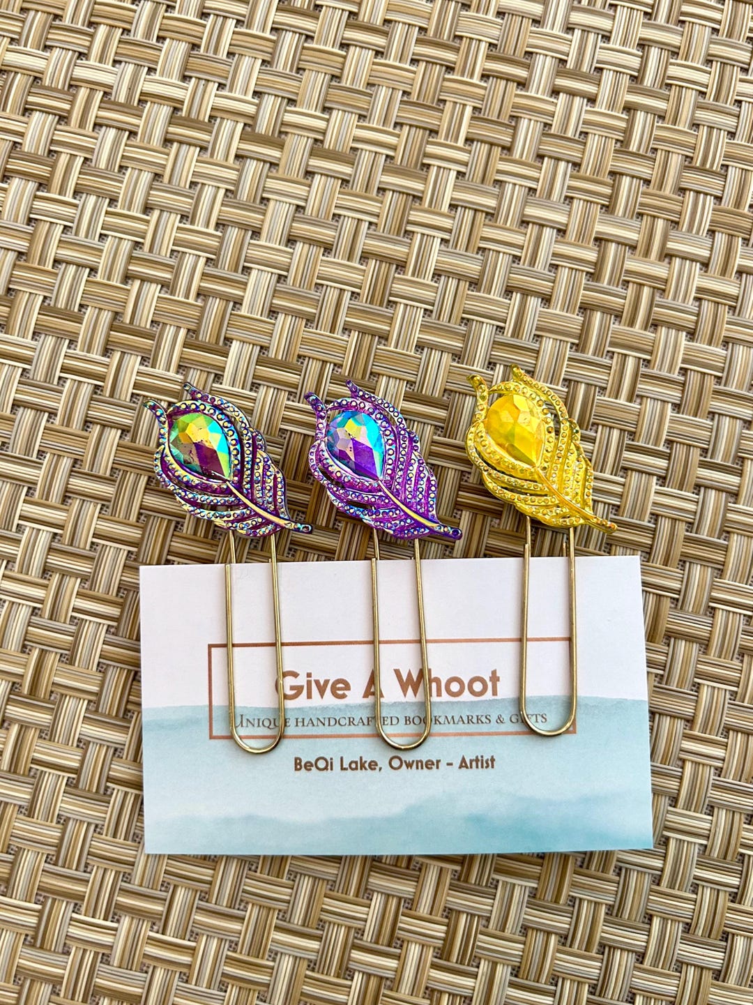 Peacock Feather Bookmarks,set of 3 Paperclip Bookmarks,peacock Reading ...