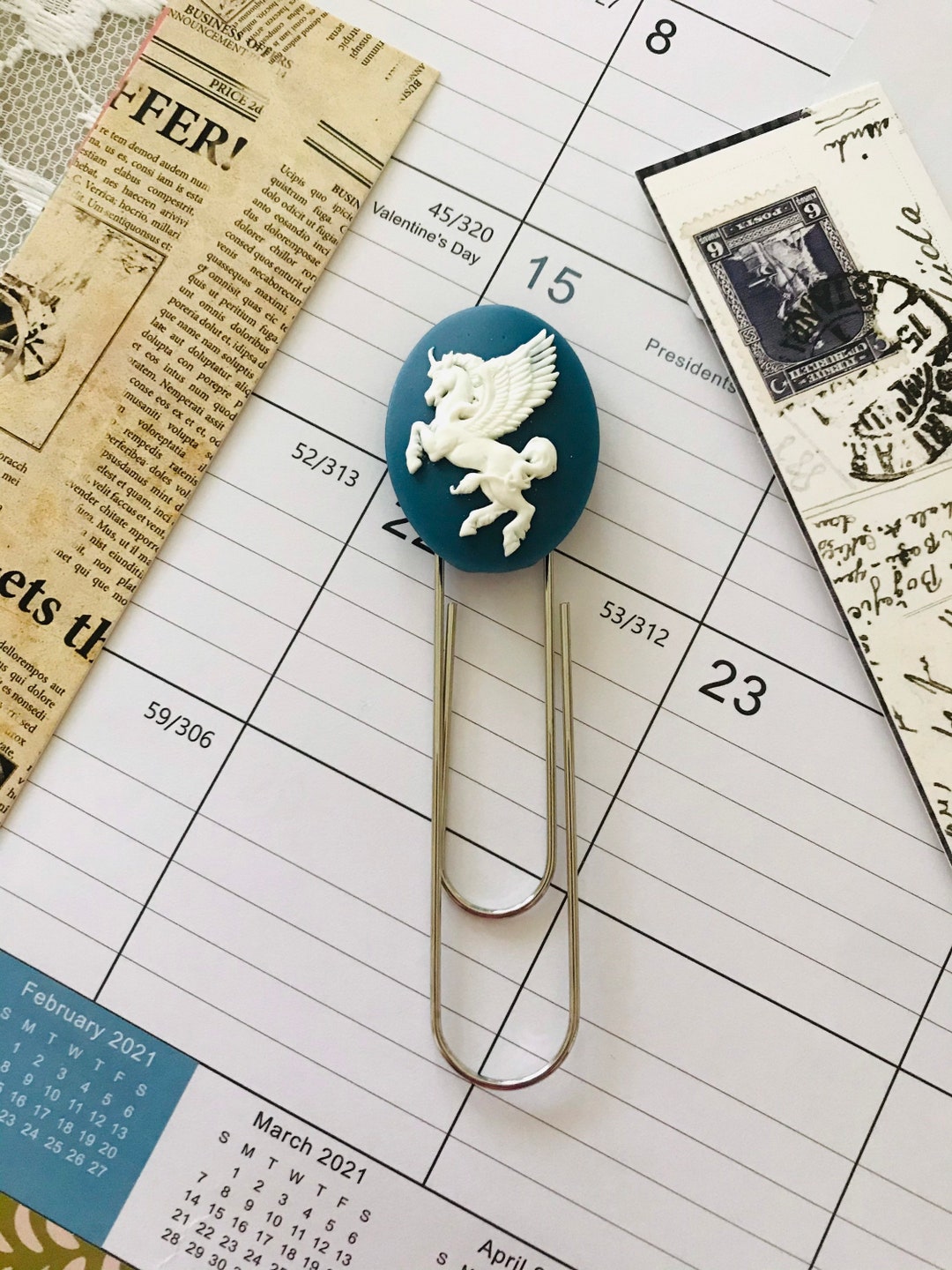Pegasus Cameo Bookmark, Mythical Horse Paperclip, Flying Unicorn ...