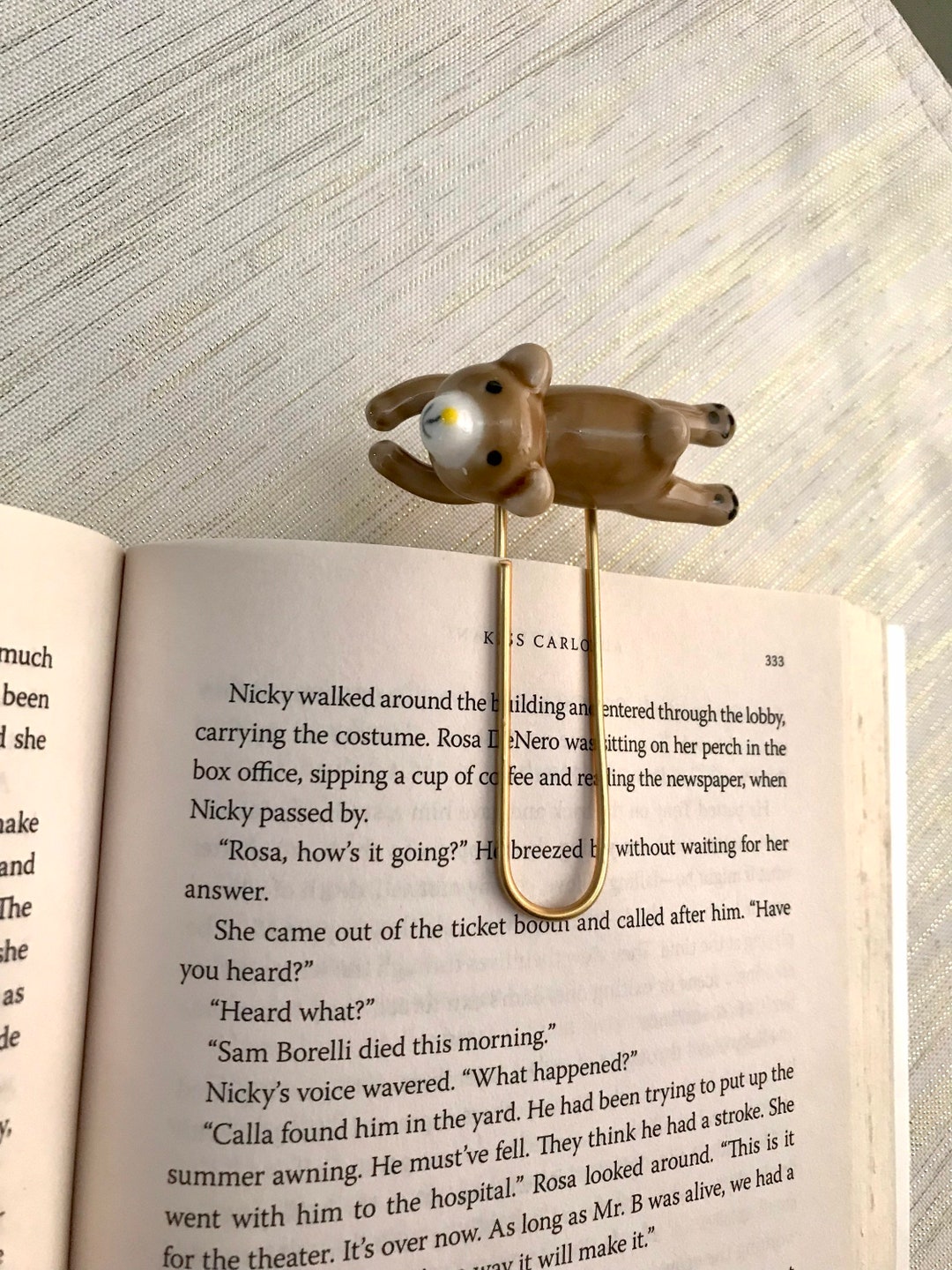 Teddy Bear Bookmark, Unique Bookmark, One of a Kind Bookmark, Porcelain ...