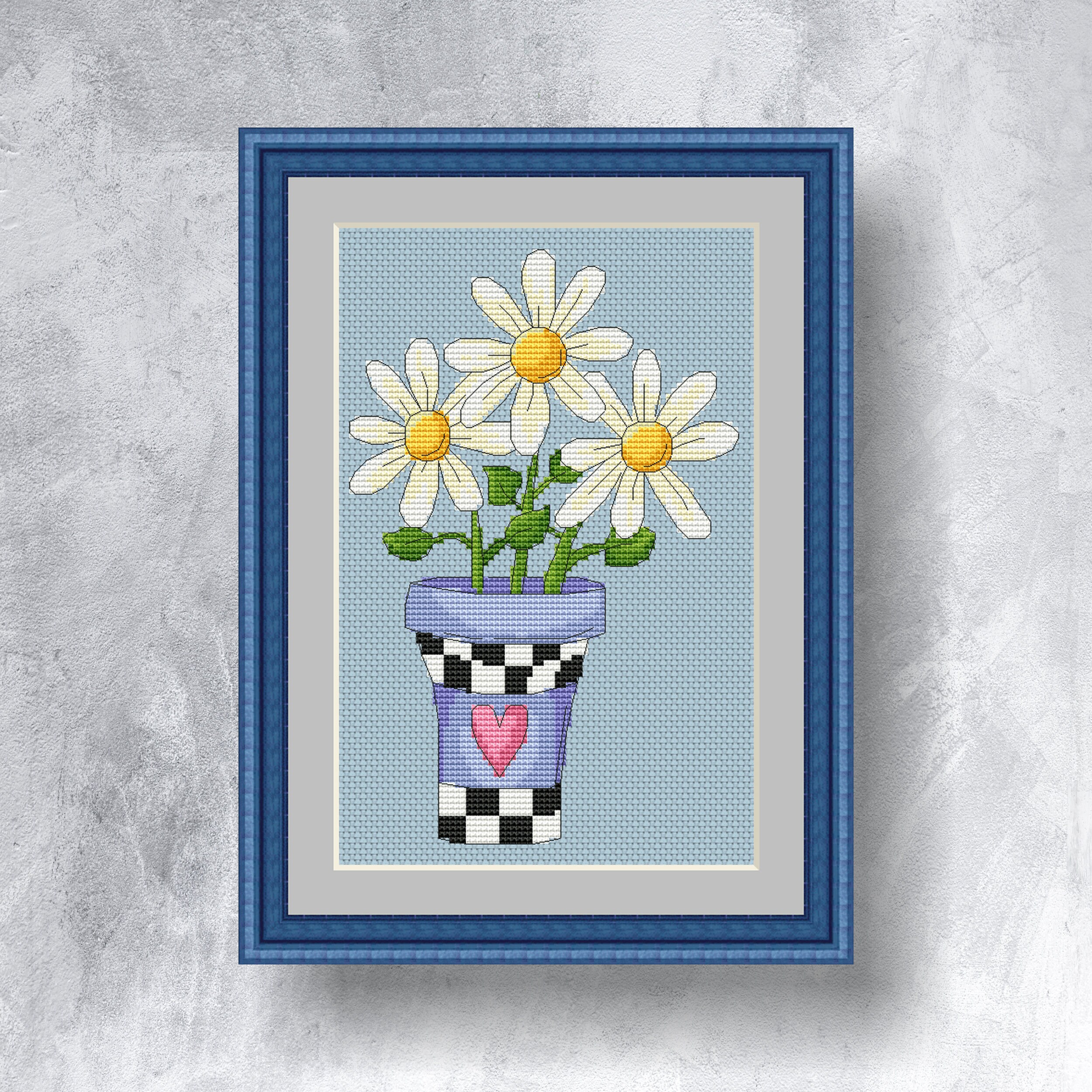 Daisies cross stitch pattern PDF instant download Cute daisies | Etsy