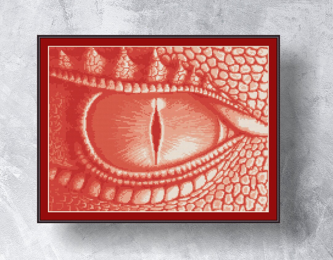 Red DRAGON EYE Pattern Fantasy Chart PDF Instant Download Red Eye Cross ...