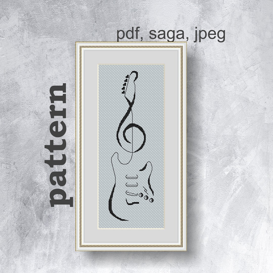 GUITAR Cross Stitch Pattern PDF Instant Download Art Cross Stitch Chart ...
