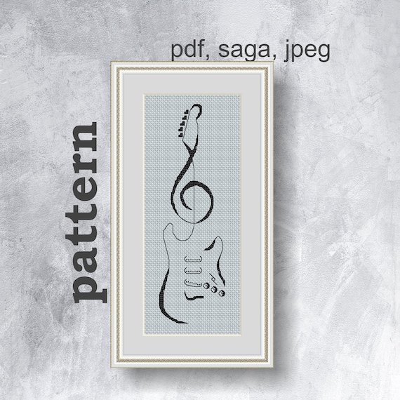 GUITAR Cross Stitch Pattern PDF Instant Download Art Cross - Etsy