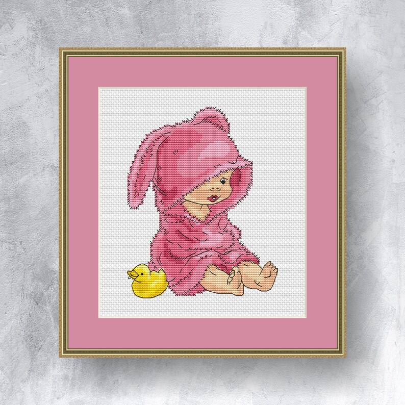 Baby Girl Cross Stitch Pattern Pdf Download Baby in Pink Cross Stitch ...