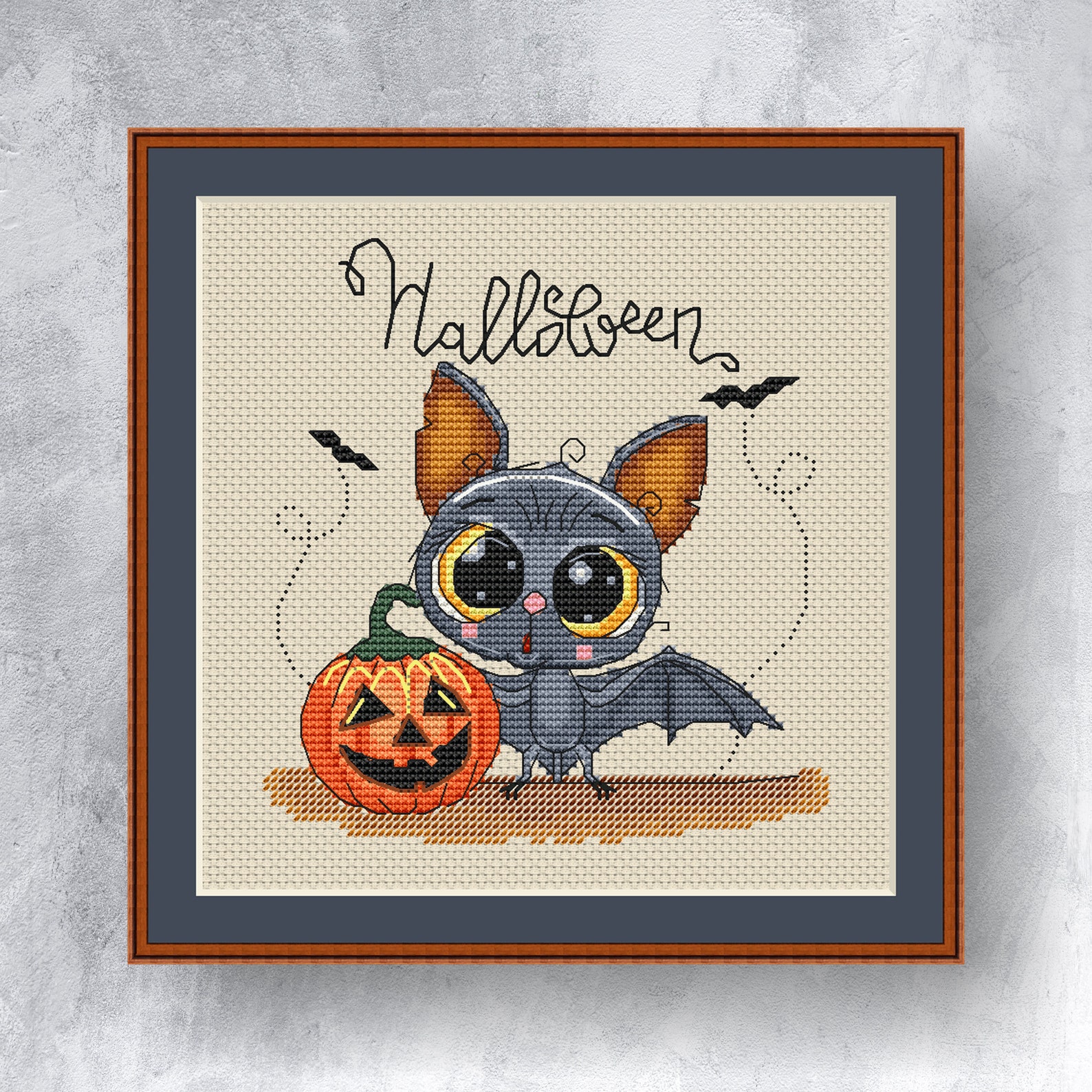 Bat Halloween Cross Stitch Pattern PDF Instant Download Cute - Etsy