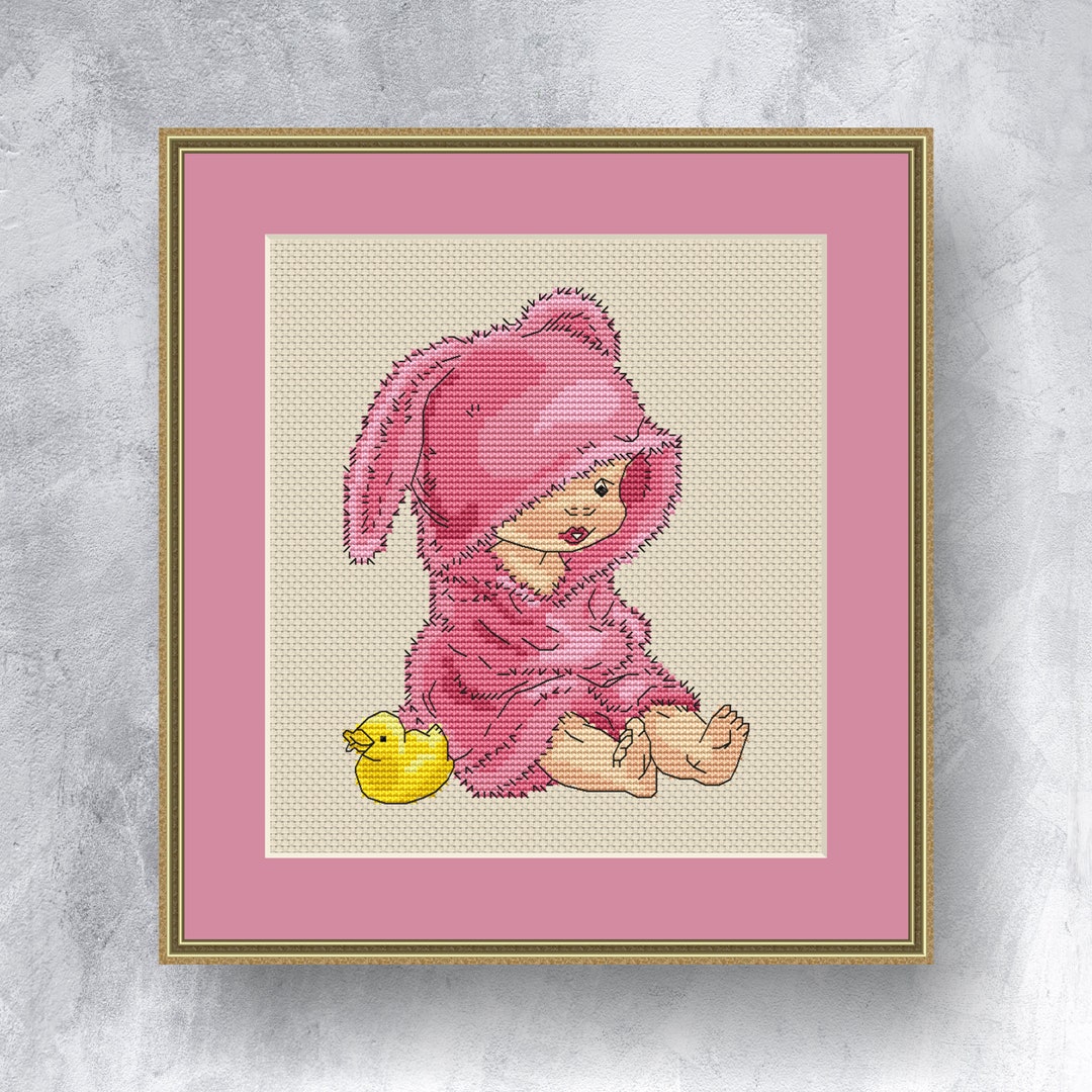 Baby Girl Cross Stitch Pattern Pdf Instant Download Baby in Pink Cross ...