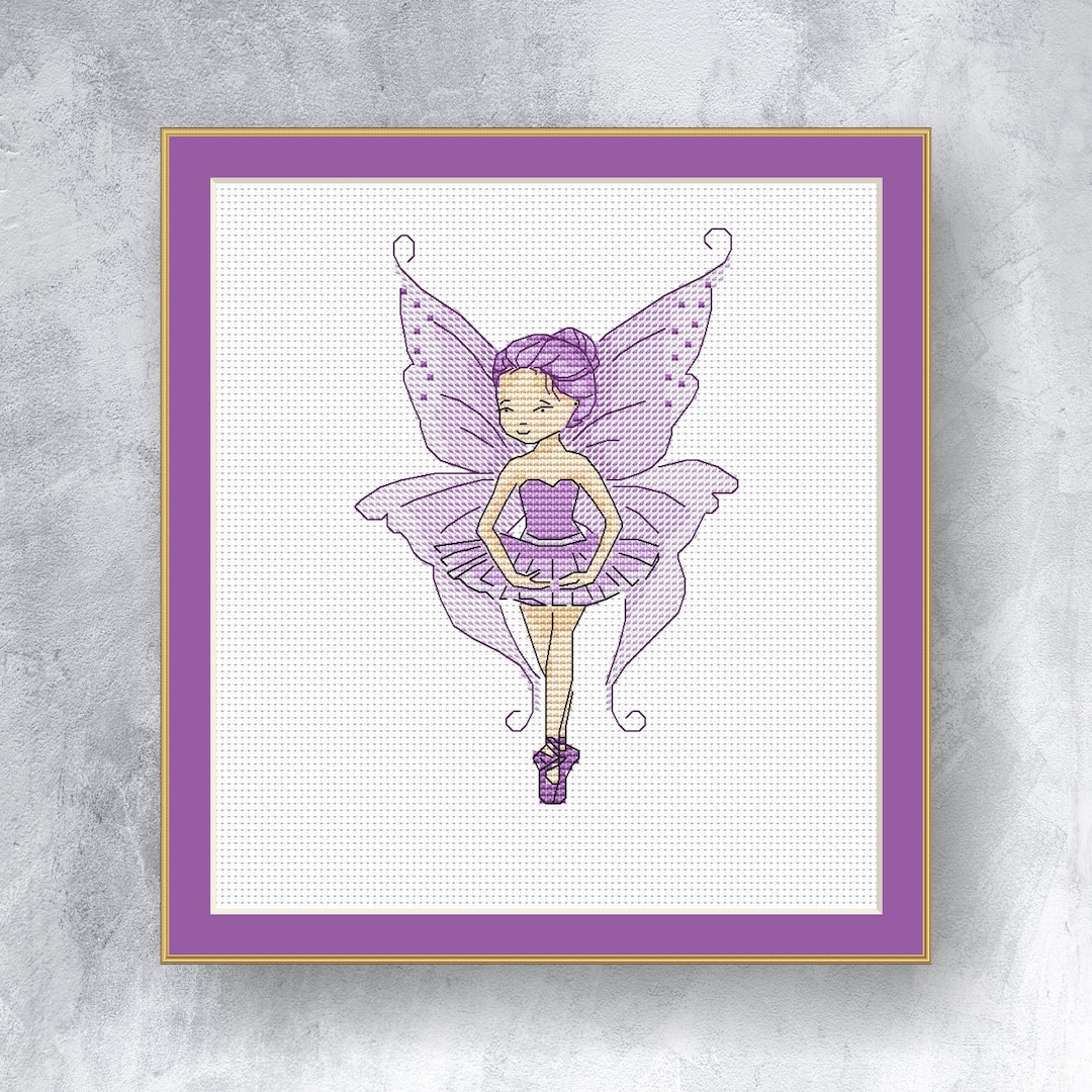 Purple Fairy Cross Stitch Pattern PDF Instant Download Small Fairy ...
