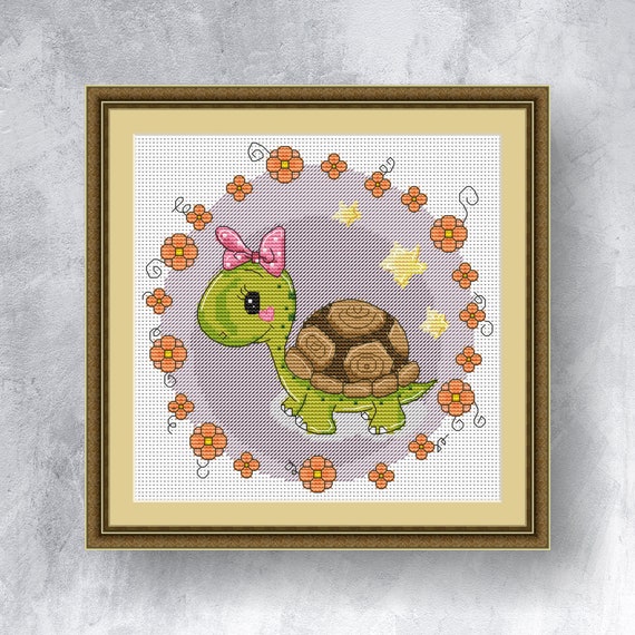 Sewing & Fiber Little turtle cross stitch Instant pdf download pattern ...