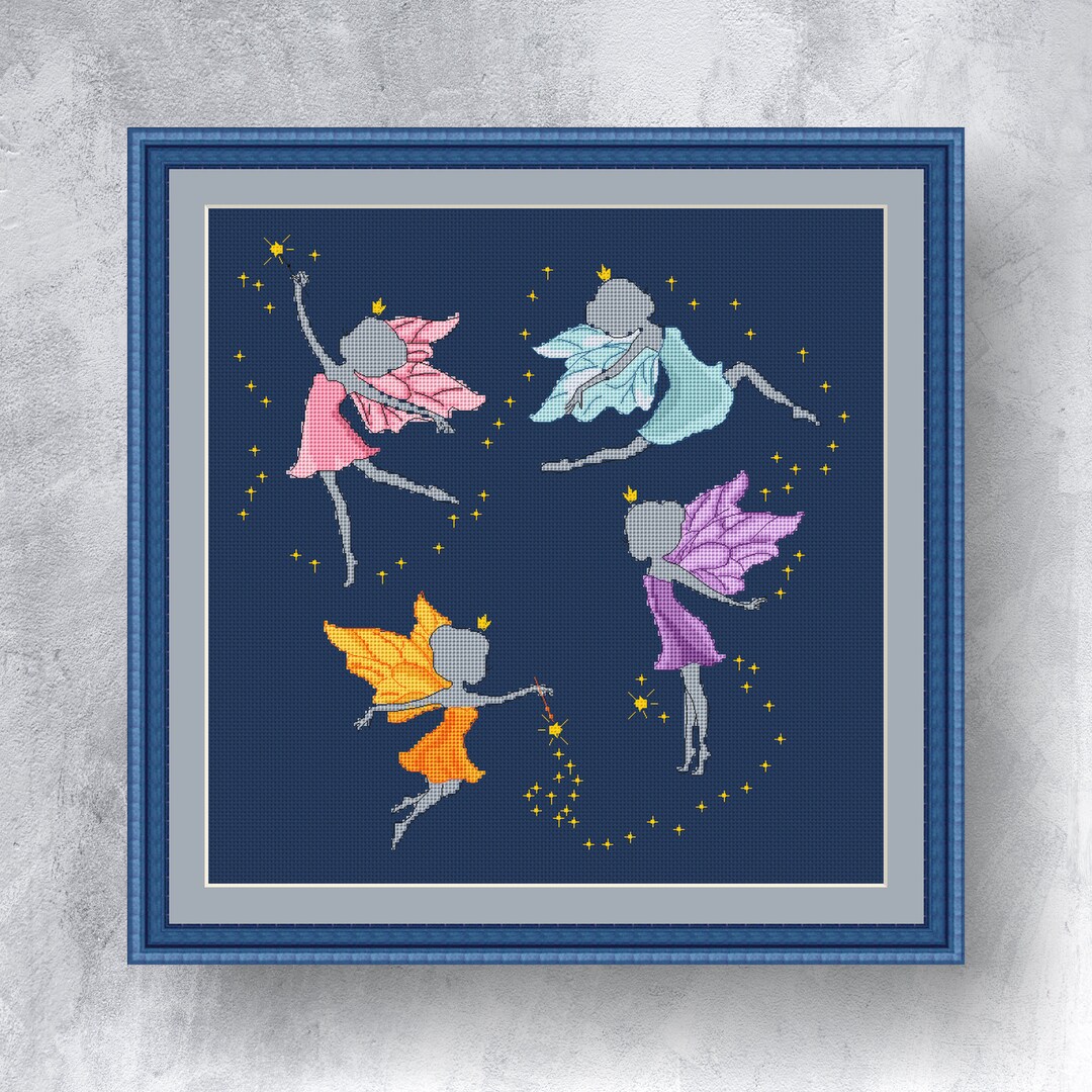 FOUR FAIRY Cross Stitch Pattern PDF Instant Download Pink Fairy Pattern ...
