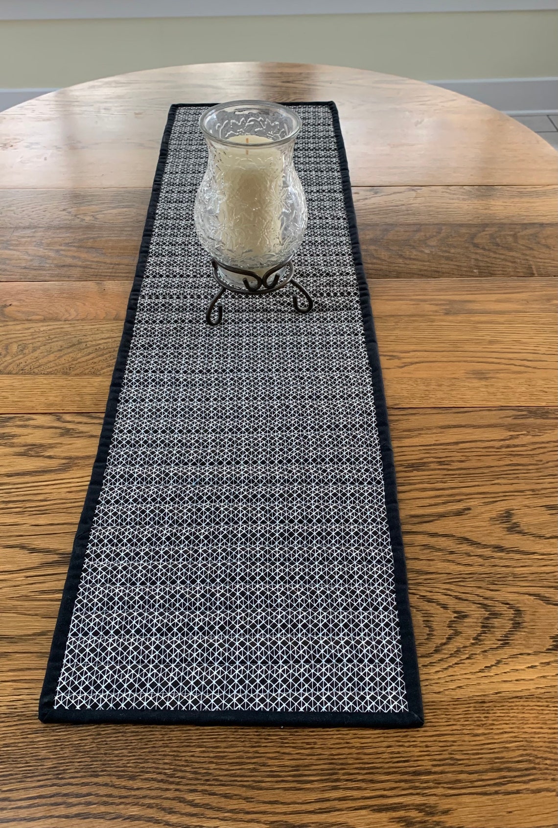 Modern Color Block Long Table Runner, Black White and Gray Table Runner ...