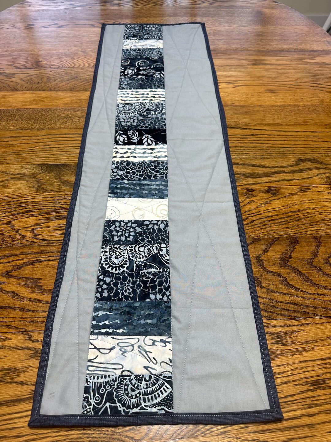 Blue Gray and White Table Runner, Grey Table Runner, Blue Table Topper ...