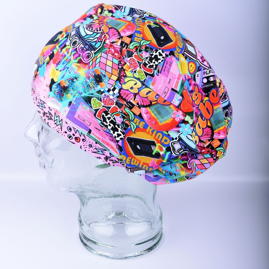 Scrub Cap / Full Coverage Scrub Hat / 90s Babe Scrub Cap / Stretchy ...