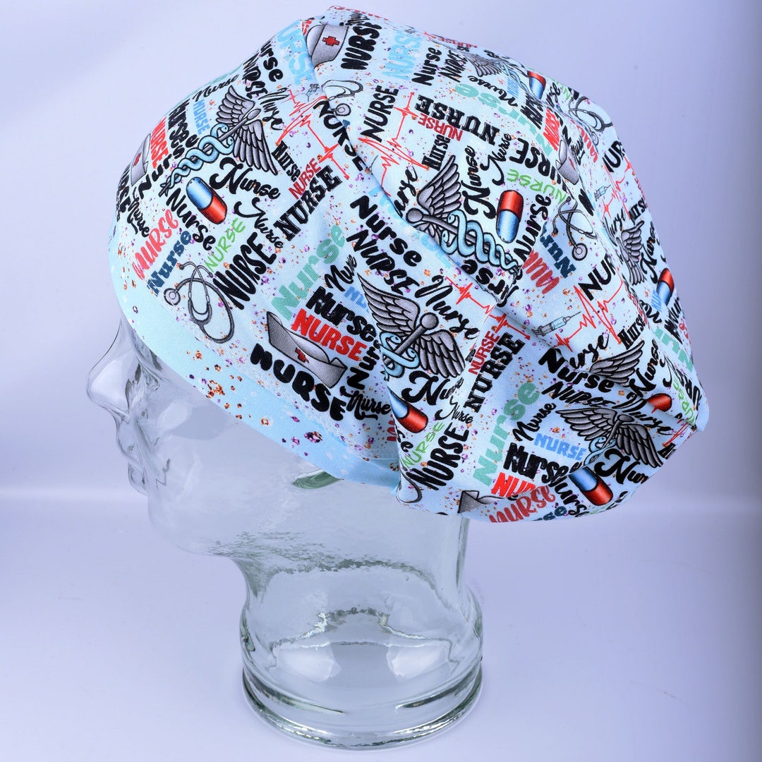 Scrub Cap / Full Coverage Scrub Hat / Nurse Scrub Cap / Stretchy Scrub ...