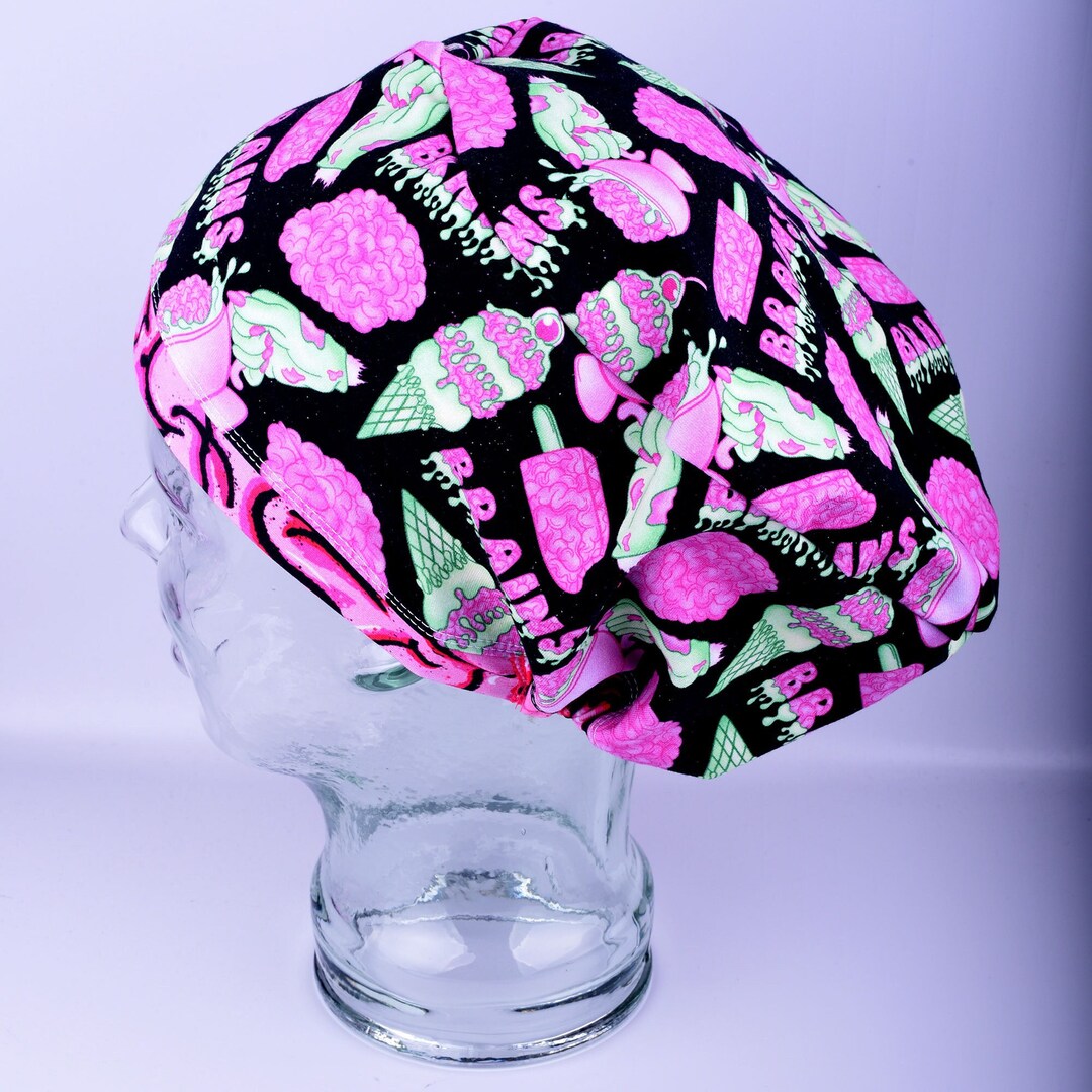 Scrub Cap / Full Coverage Scrub Hat / Brains Scrub Cap / Stretchy Scrub ...