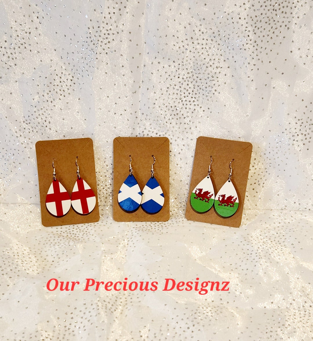 British Flag Teardrop Earrings: England, Scotland, Wales - Etsy