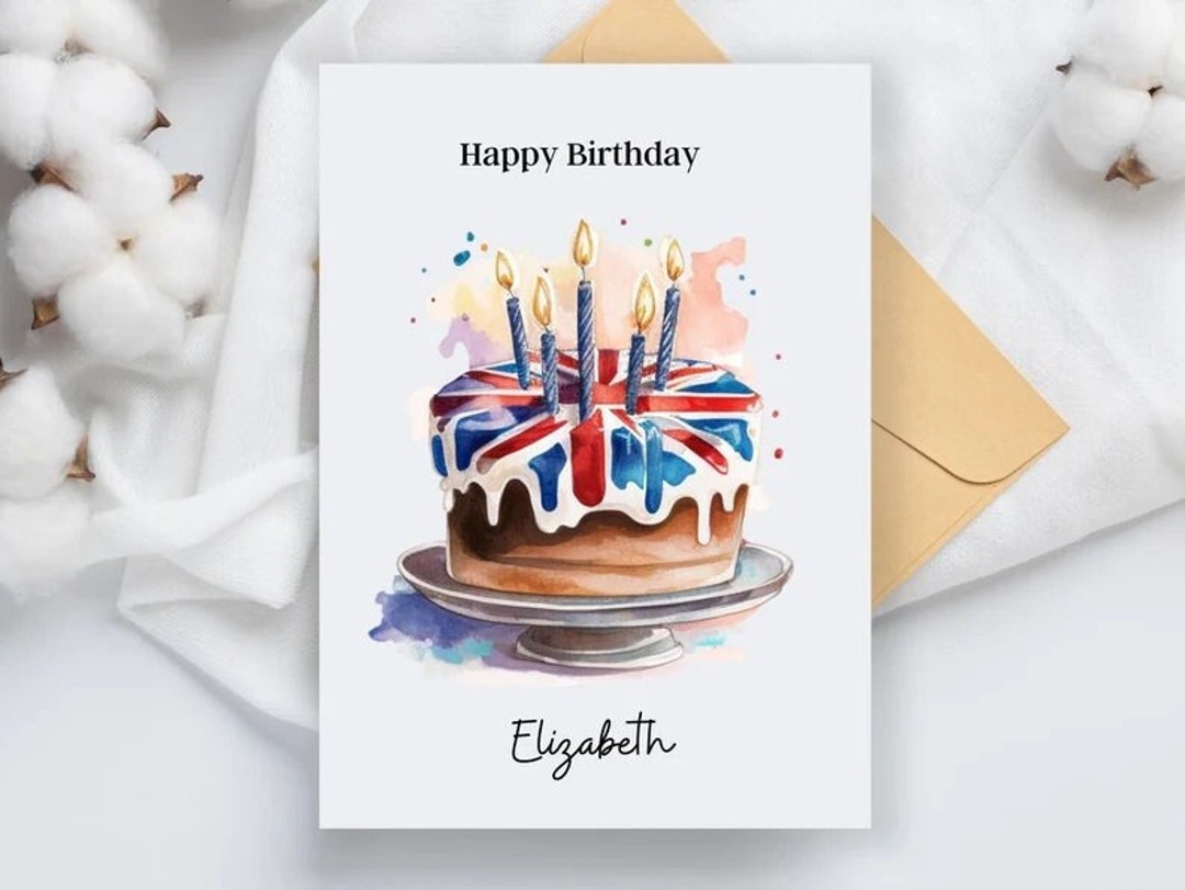 Personalized Union Jack Birthday Card: Handmade Cake Design - Etsy