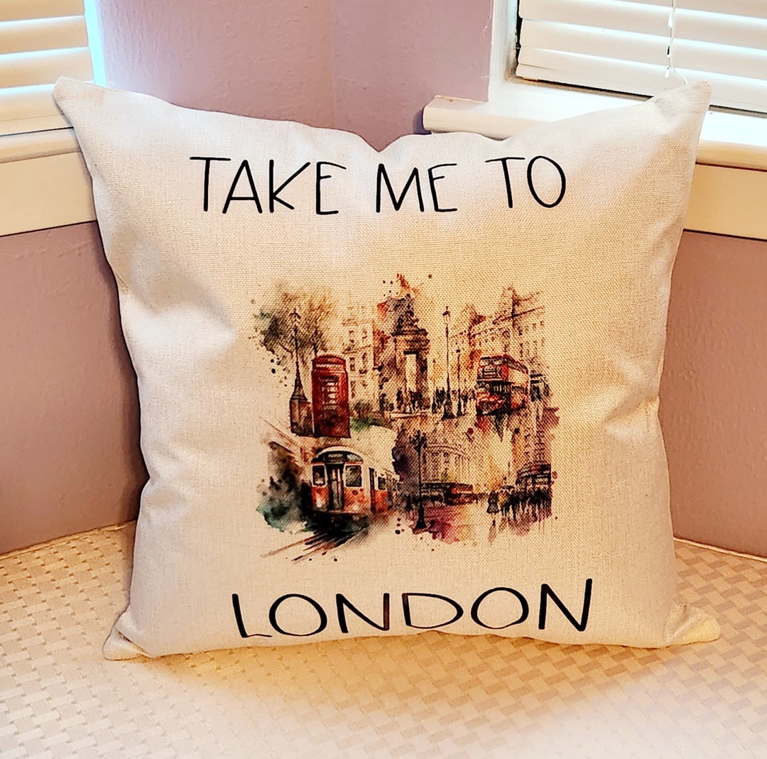 British London Scene Cushion Cover, Union Jack Take Me to London Cover ...