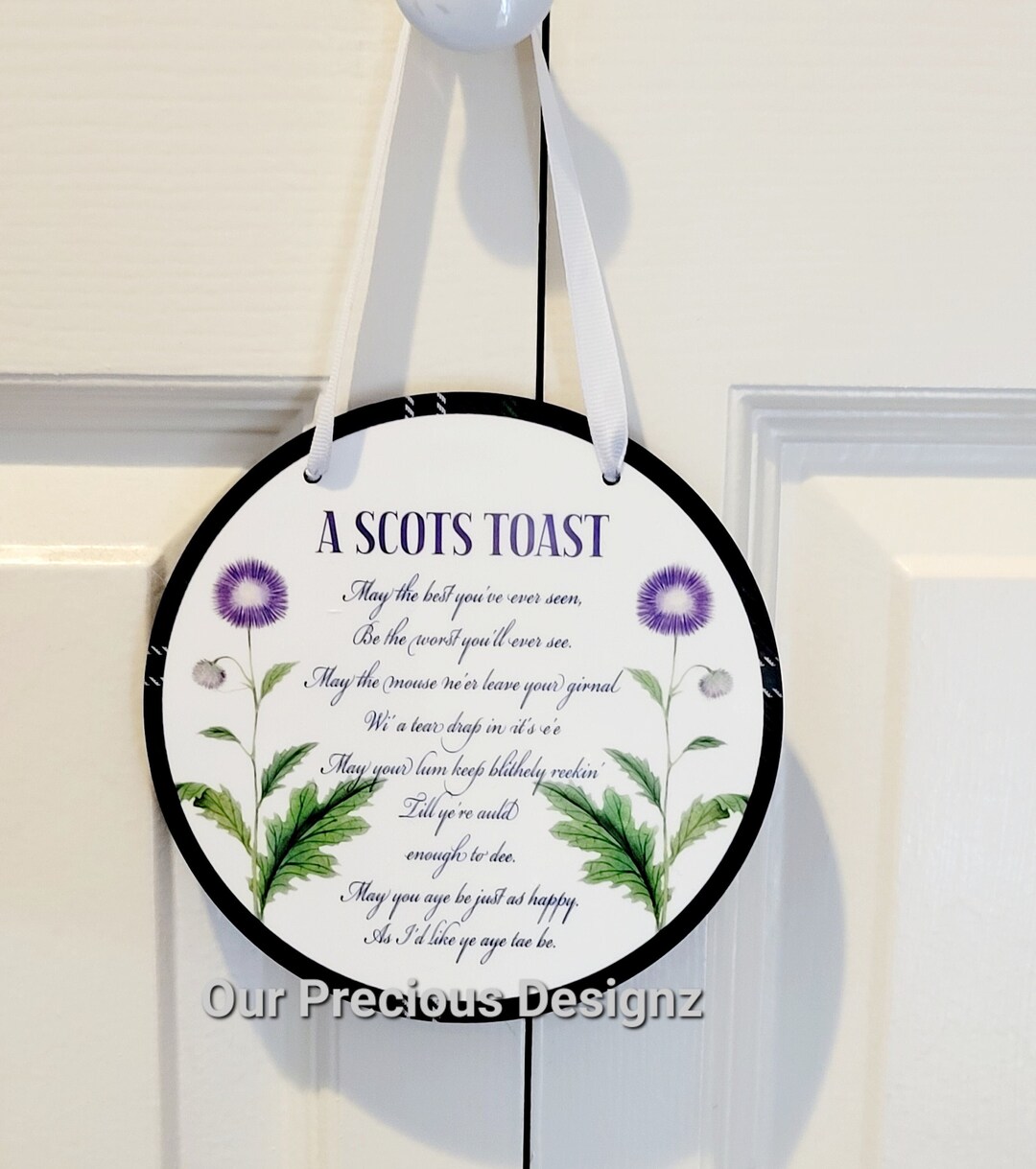 Scottish Toast Hanging Sign: Thistle Tartan Decor (6" or 8") - Etsy